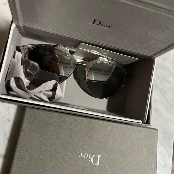 Dior | Accessories | Dior Reflected Silver Mirror Geometric Sunglasses ...